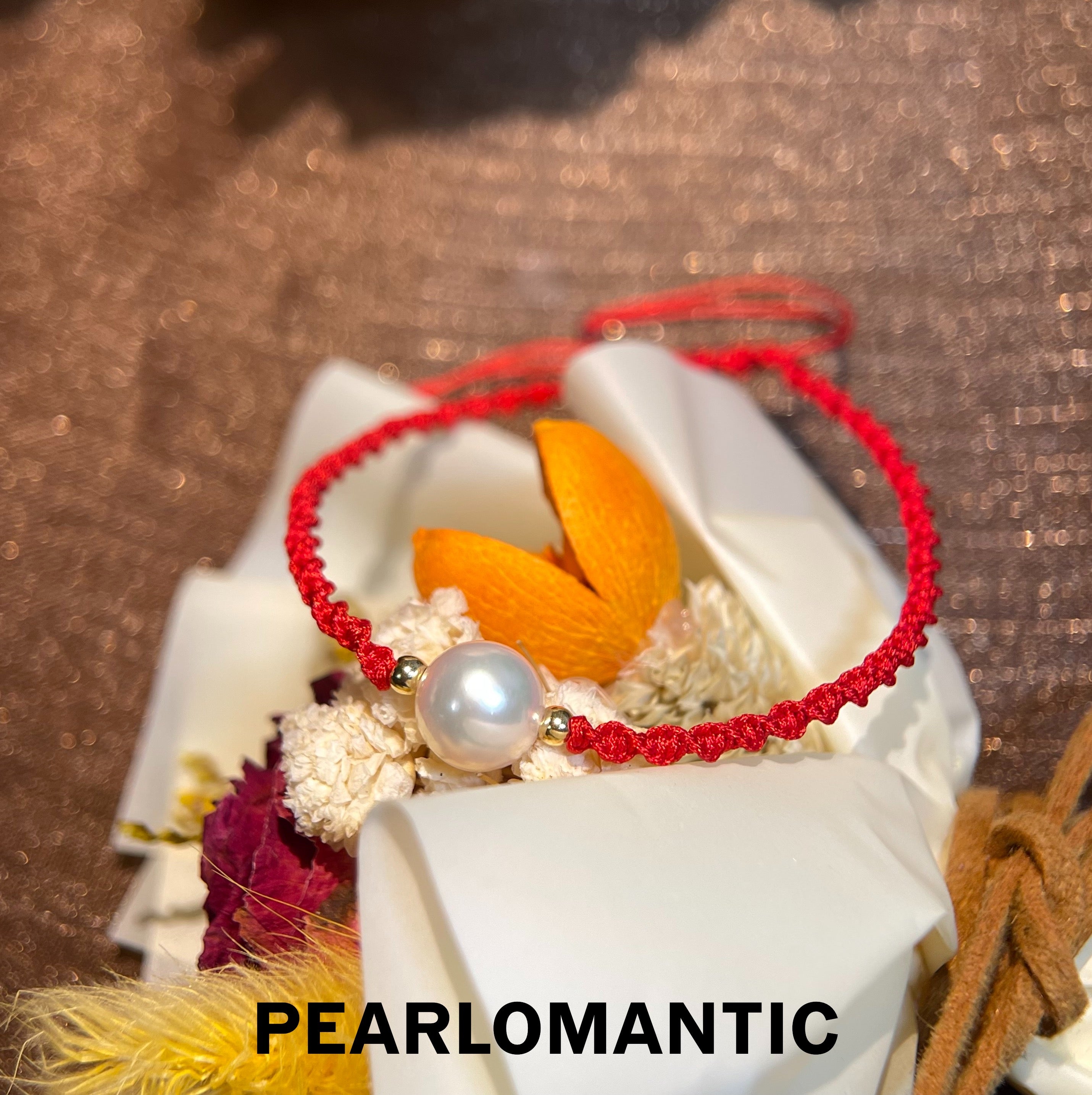 [Fine Jewelry] 18k Gold & Akoya Pearl 8-8.5mm Adjustable Red-Line Brac ...